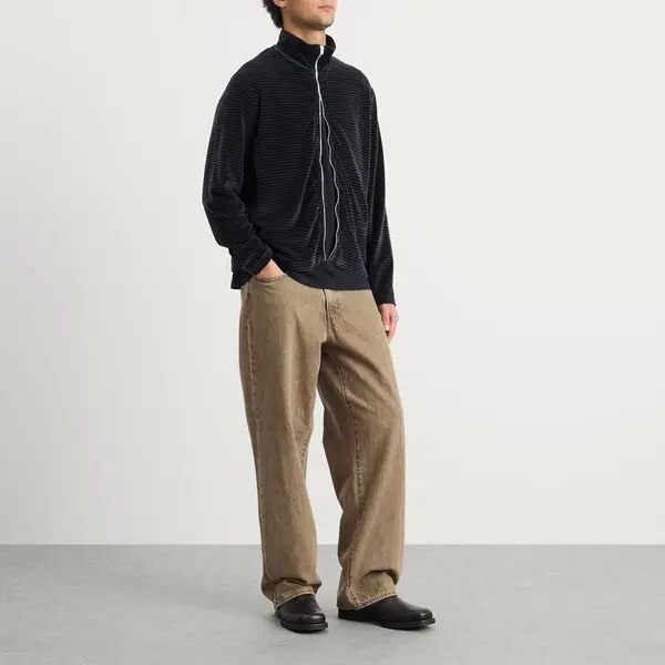 Our Legacy Shrunken Fullzip Polo - Phantom Stripe Velour